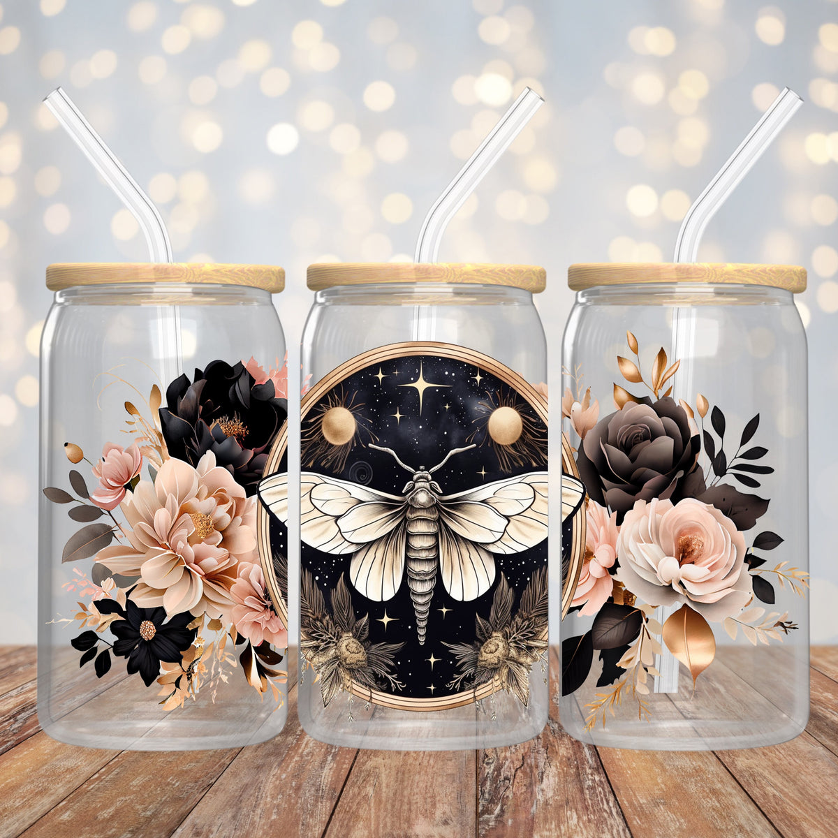 Moth With Flowers - 16oz UV DTF CUP WRAP – Krafty Korner Supplies