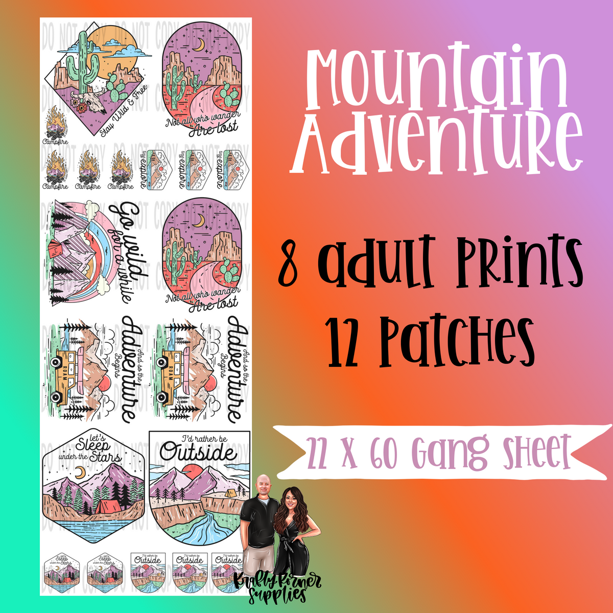MOUNTAIN ADVENTURE GANG SHEET - DTF Transfer – Krafty Korner Supplies