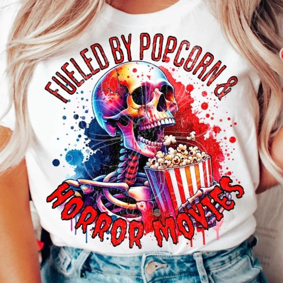 Fueled By Popcorn & Horror Movies - DTF – Krafty Korner Supplies