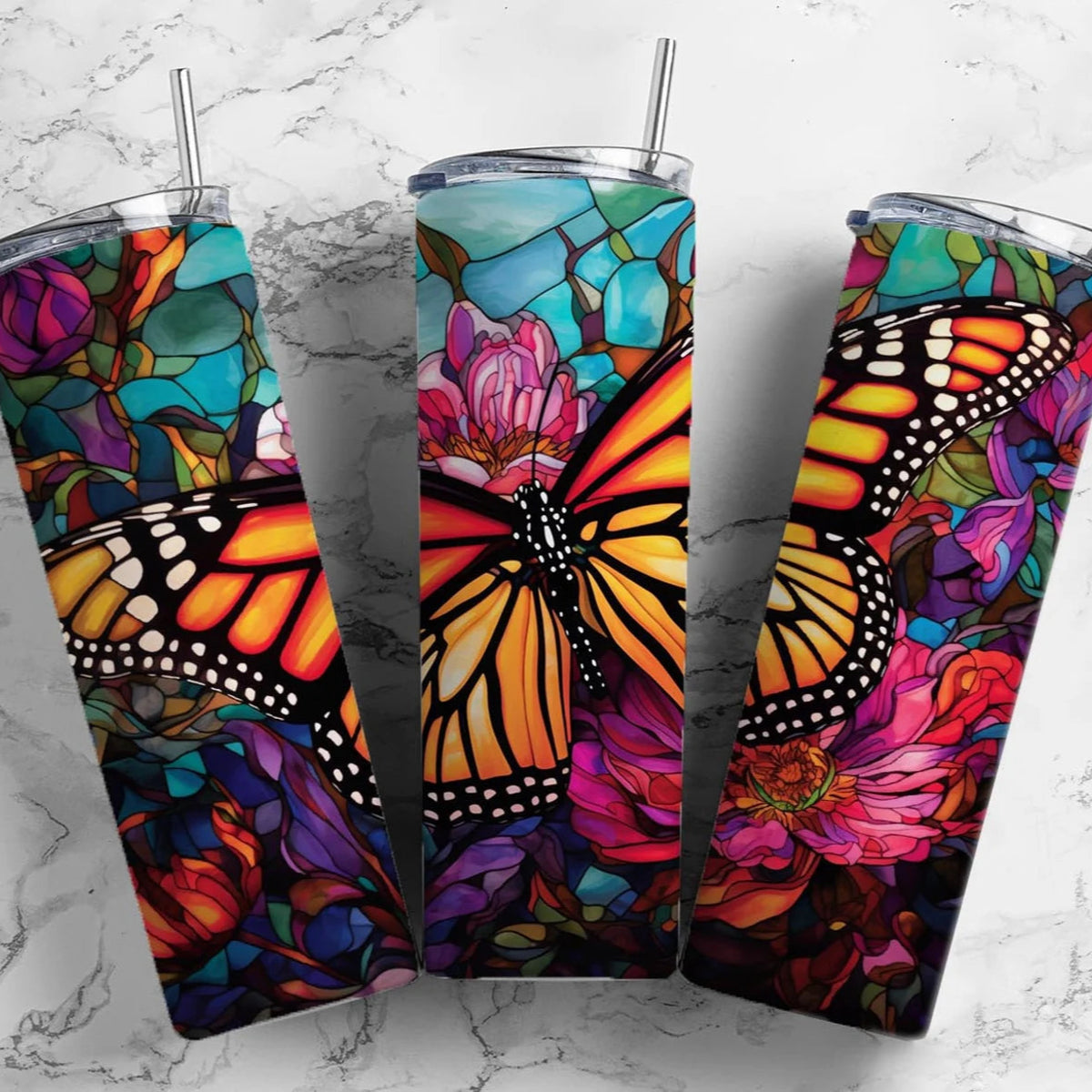 Monarch Butterfly- 20 oz Skinny Tumbler Sublimation Transfers – Krafty ...