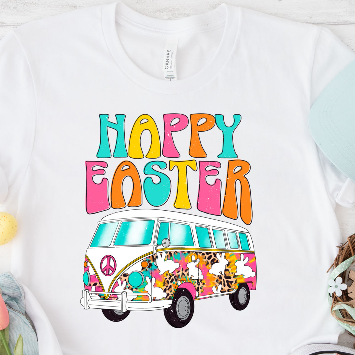 Happy Easter Peace Symbol Van- DTF – Krafty Korner Supplies