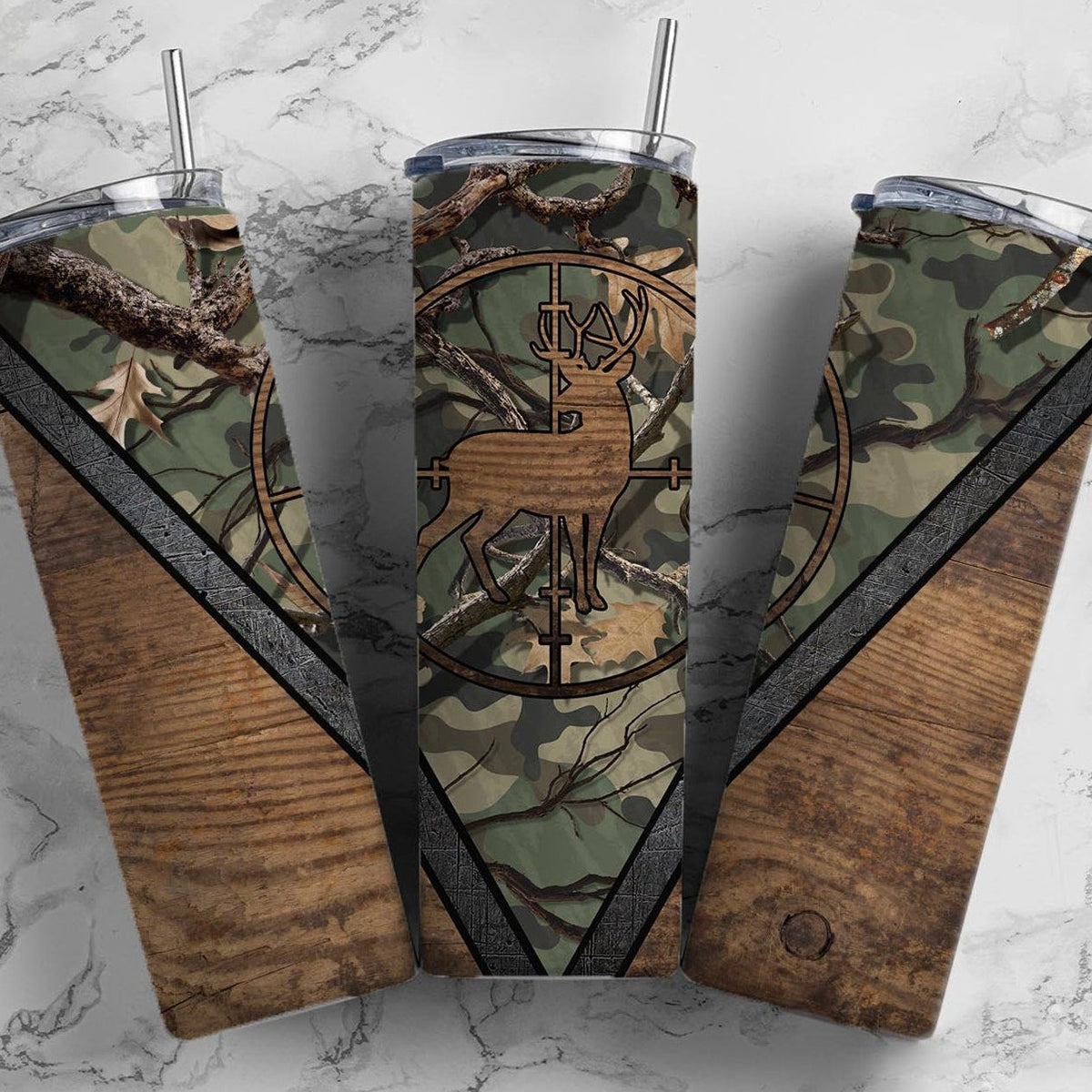 Camo Deer Hunting - 20 oz Skinny Tumbler Sublimation Transfers – Krafty ...